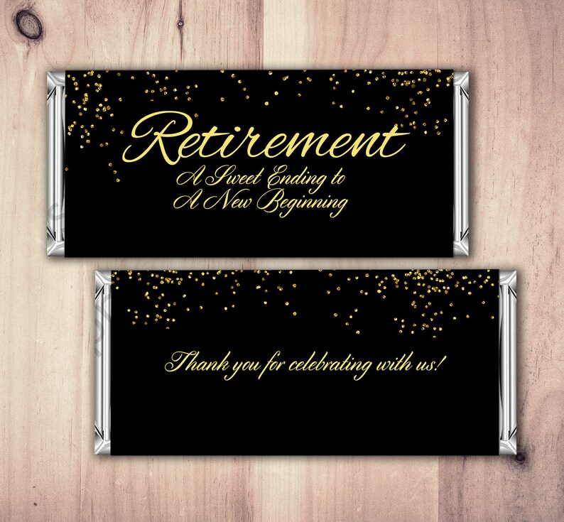 Retirement Candy Bar Wrapper, Printable Digital File,candy Bar, Gold ...