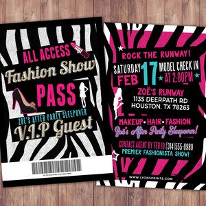 Rock the Runway, Ticket Birthday Party Invitation- Popstar Invitation ...