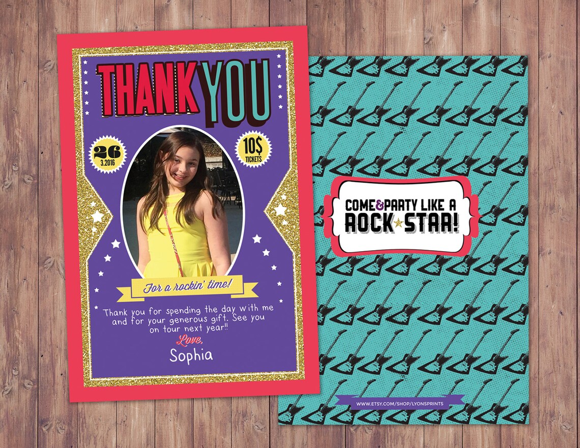 Thank You Card - Greeting Card - All Occasion Card - Rockstar Thank You ...