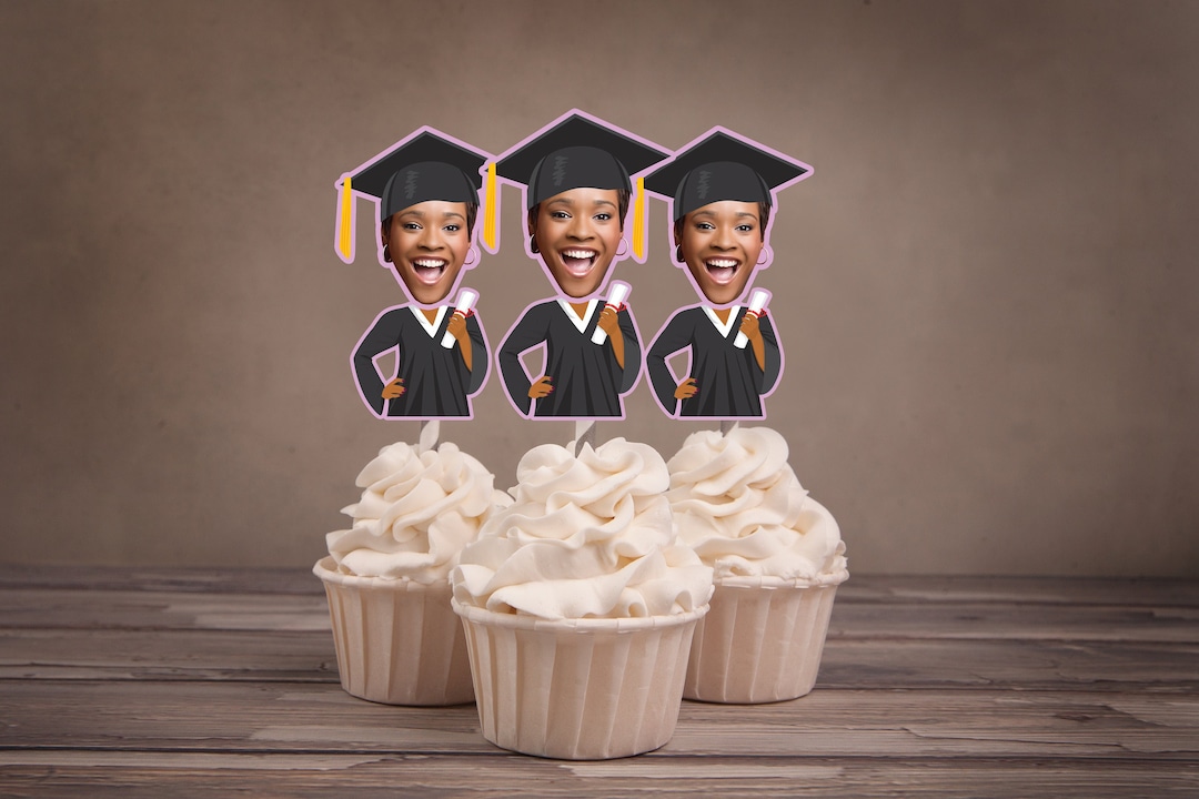 Toppers de graduación, topper de cupcake, toga y birrete, fiesta de ...