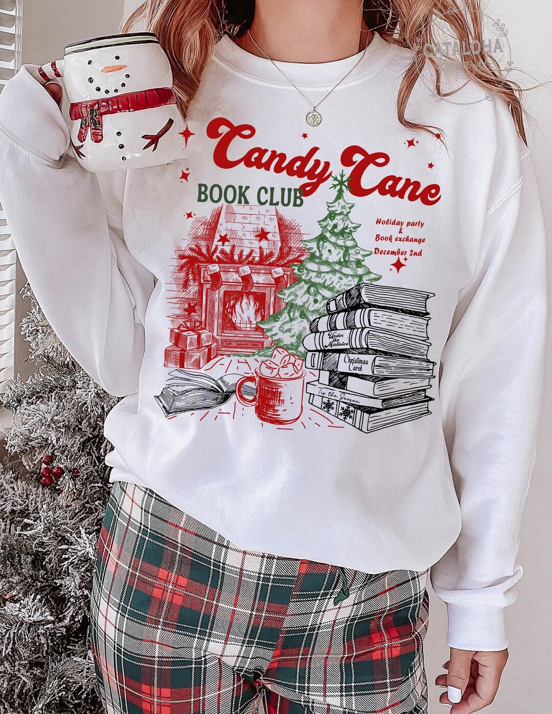 Bookish Christmas Sweatshirt, Candy Cane Sweatshirt, Santa Sweater for ...