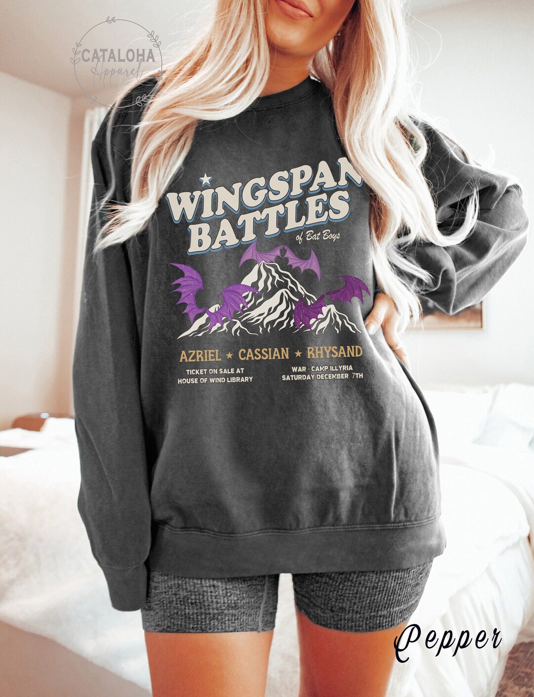 Acotar Sweatshirt, Wingspan Acotar, Comfort Colors SJM, Acotar Bat Bros ...