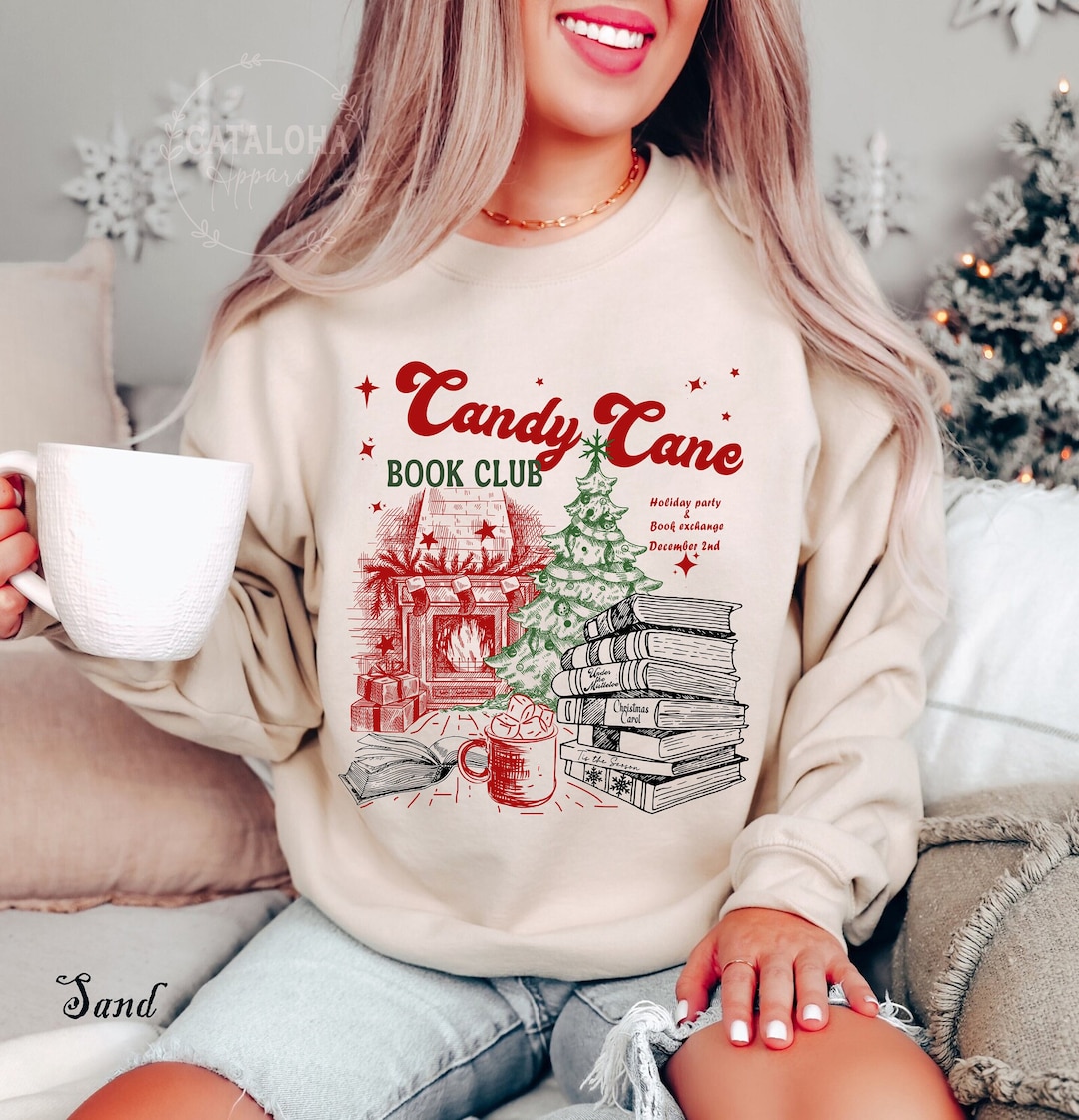 Bookish Christmas Sweatshirt, Candy Cane Sweatshirt, Santa Sweater for ...
