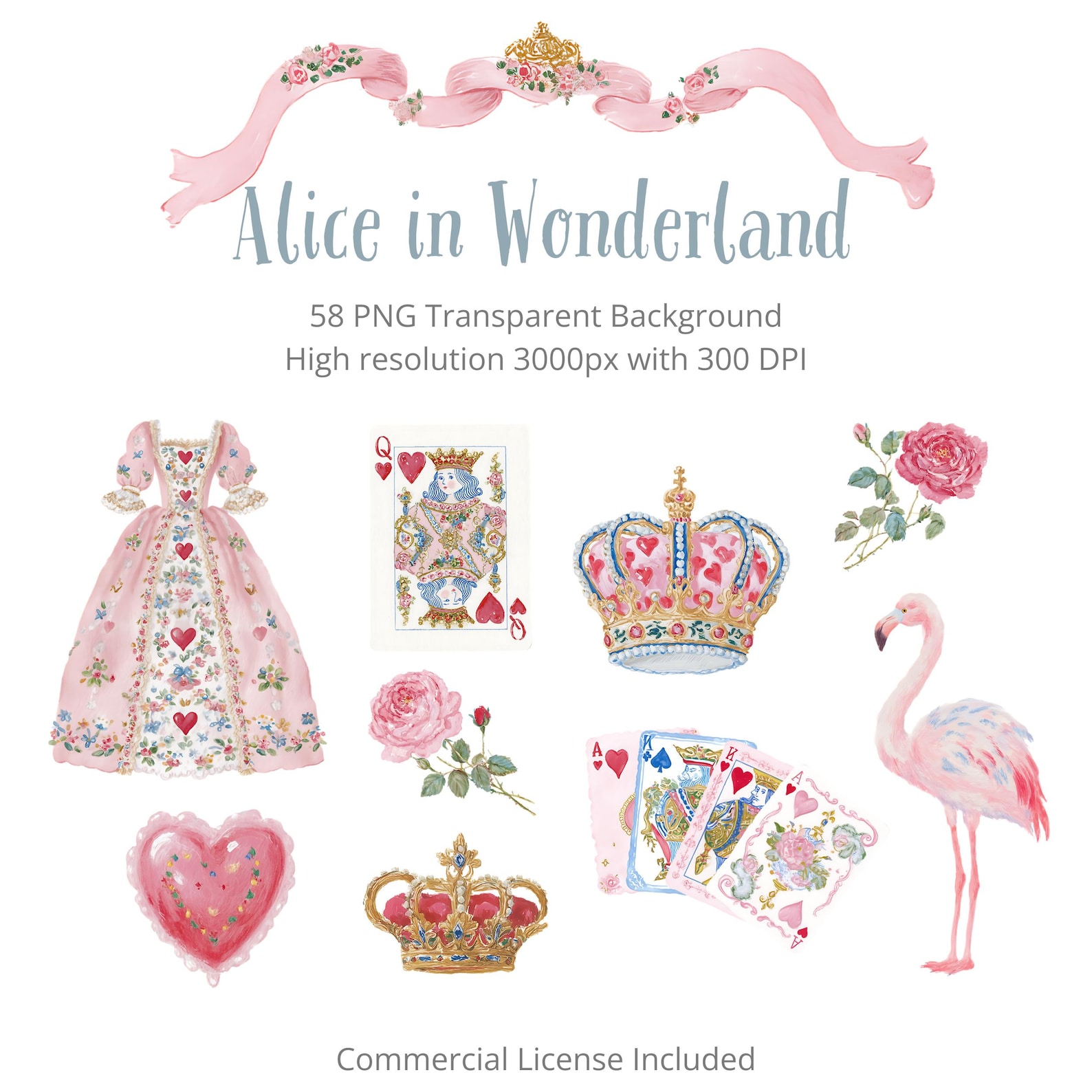 Alice in Wonderland Clipart | Watercolor Tea Party PNG (300 DPI) - Etsy