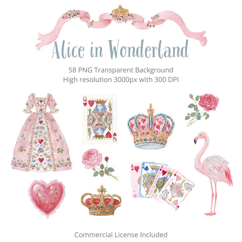 Alice in Wonderland Clipart | Watercolor Tea Party PNG (300 DPI) - Etsy