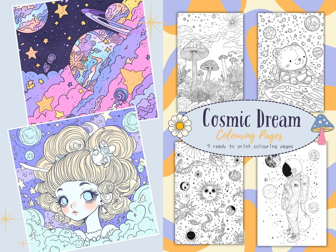 Cosmic Dream Colouring Pages | Kawaii Colouring | Digital Colouring ...