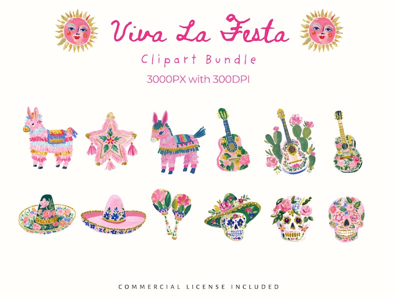 Cinco De Mayo Clipart Bundle, Watercolor Fiesta PNG Graphics - Etsy