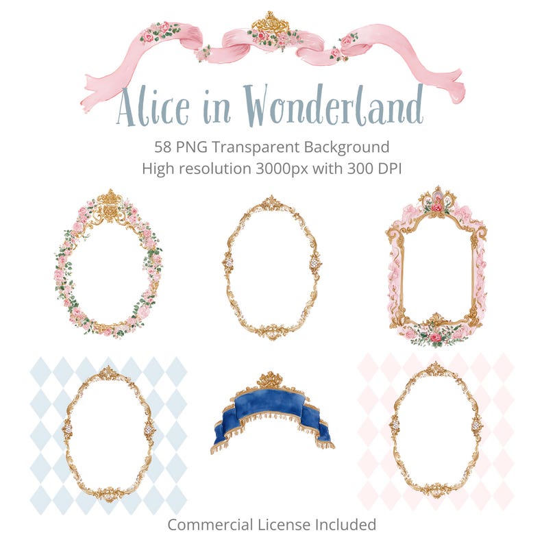 Alice in Wonderland Clipart | Watercolor Tea Party PNG (300 DPI) - Etsy