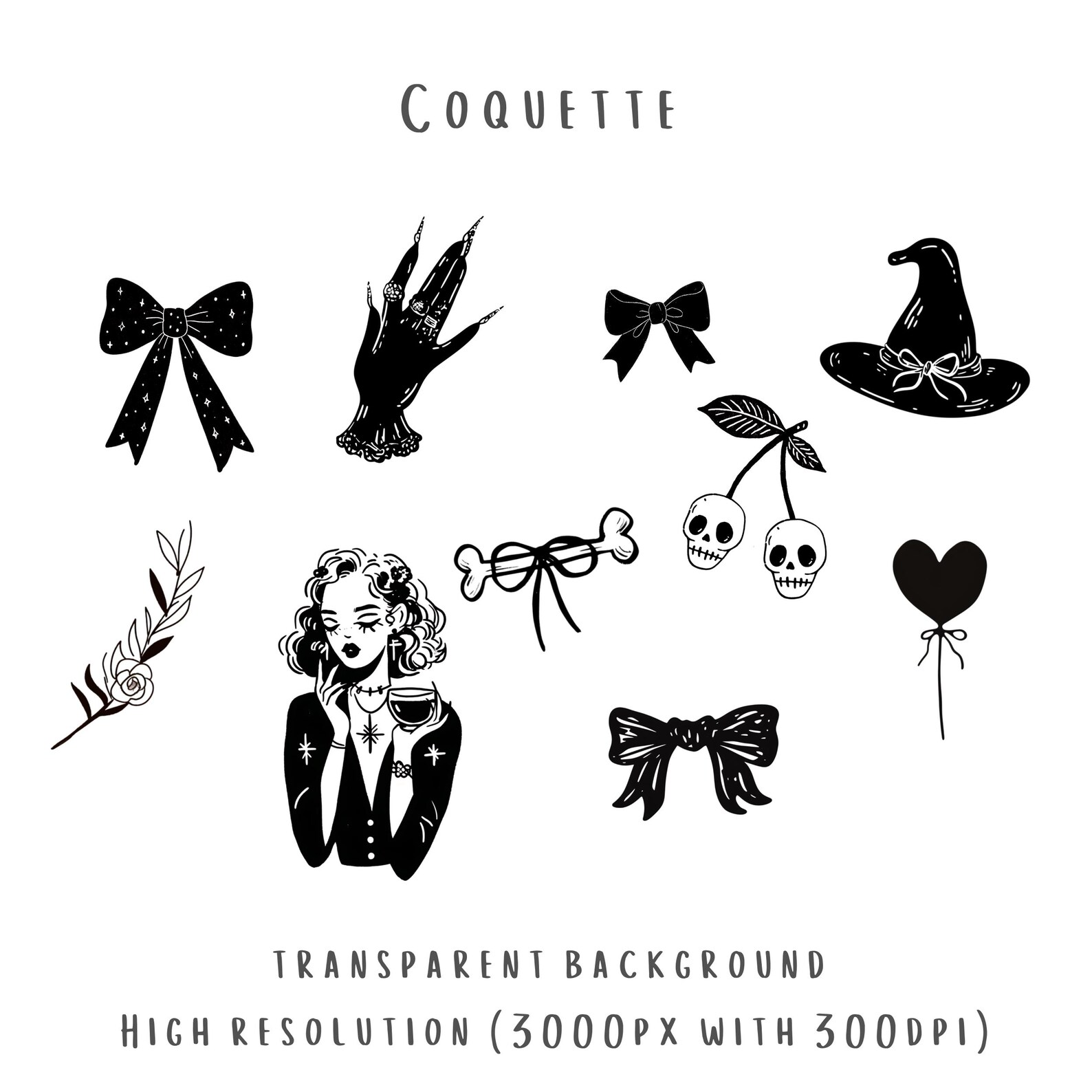 Halloween Line Art Clipart Set: Spooky 62 PNG Illustrations (digital ...