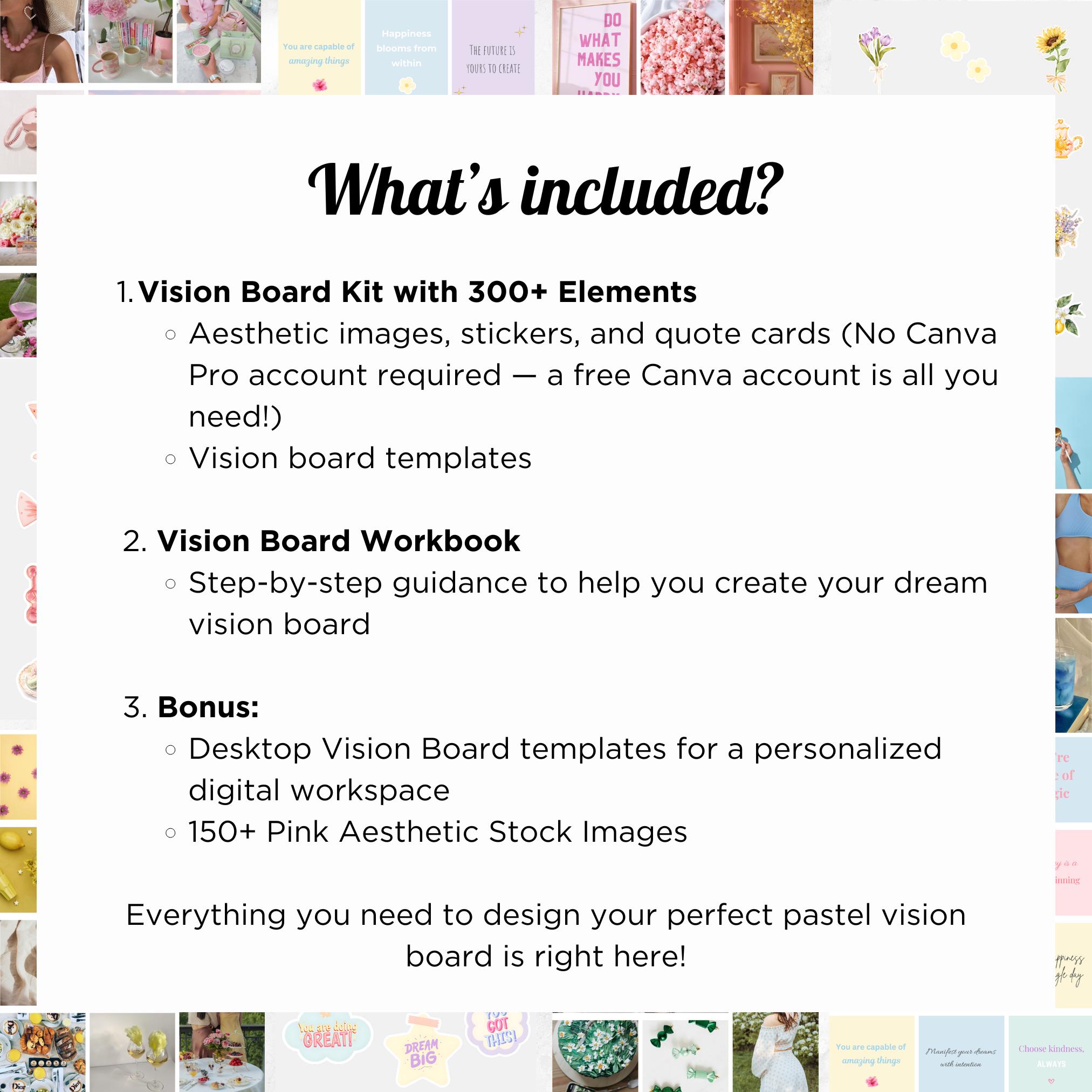 2025 Vision Board Kit, Pastel Aesthetic Mood Board for the Soft Girl in ...