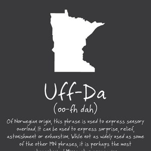 Uff-da MN State Phrase Poster: Midwest & Norwegian Sayings, Wall Art ...