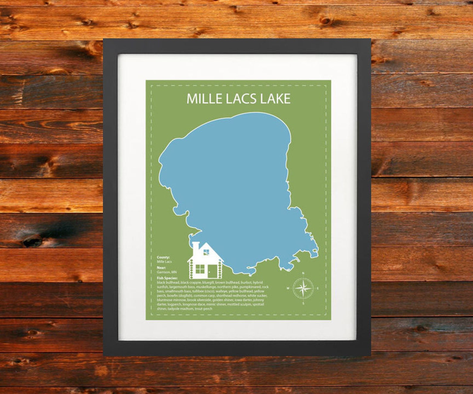 MN Lake Map Poster: Custom Minnesota Lake Wall Art, Home & Cabin Gift ...