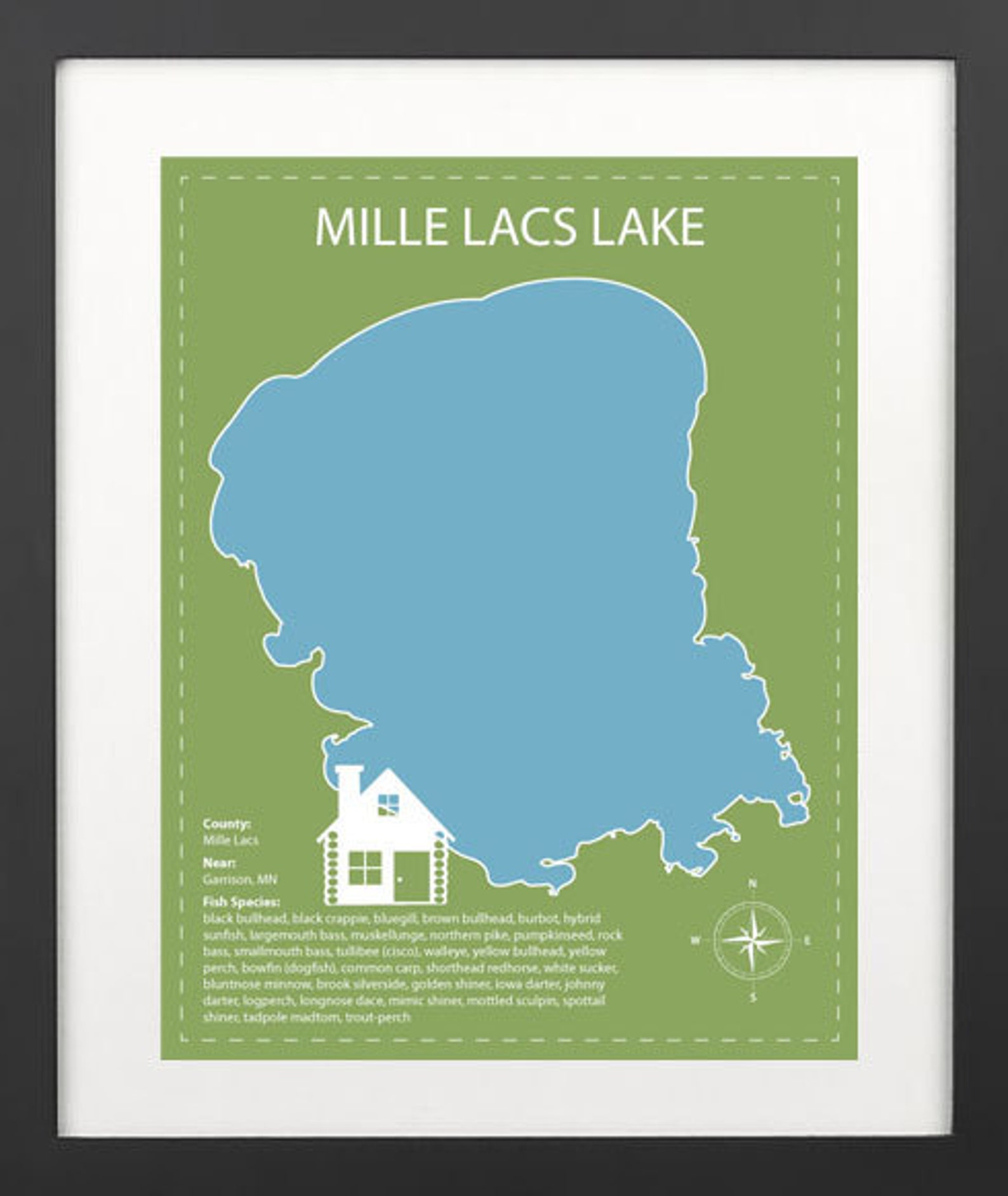 MN Lake Map Poster: Custom Minnesota Lake Wall Art, Home & Cabin Gift ...
