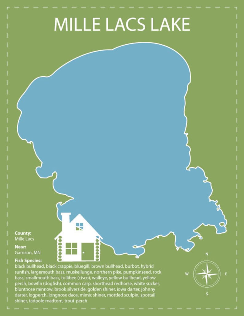 MN Lake Map Poster: Custom Minnesota Lake Wall Art, Home & Cabin Gift ...