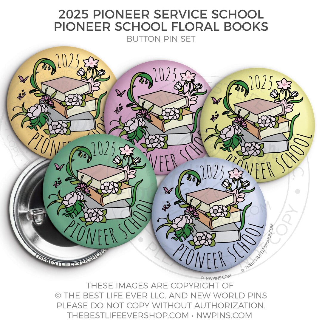 2025 Pioneer School Button Pins Set - FLORAL BOOKS - Jw Ministry - Jw ...