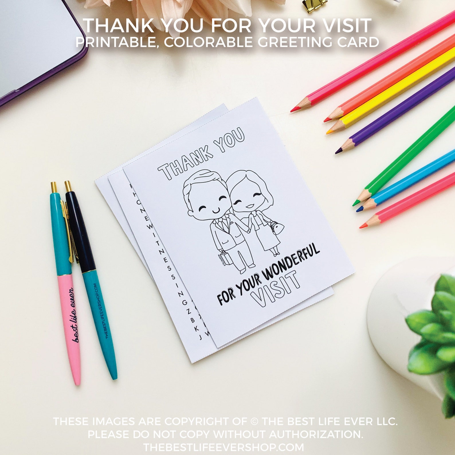 Thank You for Your Visit Printable, Colorable Greeting Card - Best Life ...