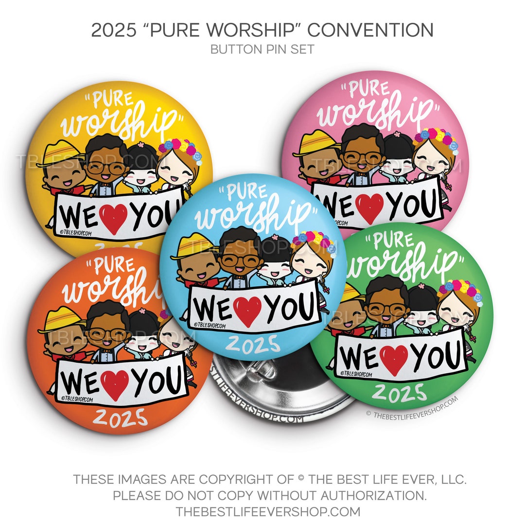 2025 Pure Worship Convention Button Pins We Love You Banner Style Jw ...