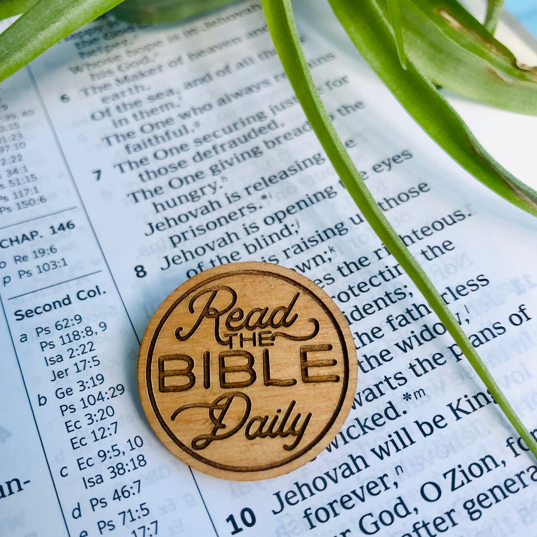 Read the Bible Daily - Laser Engraved Wood Lapel Pin - Jw Gifts - Jw ...