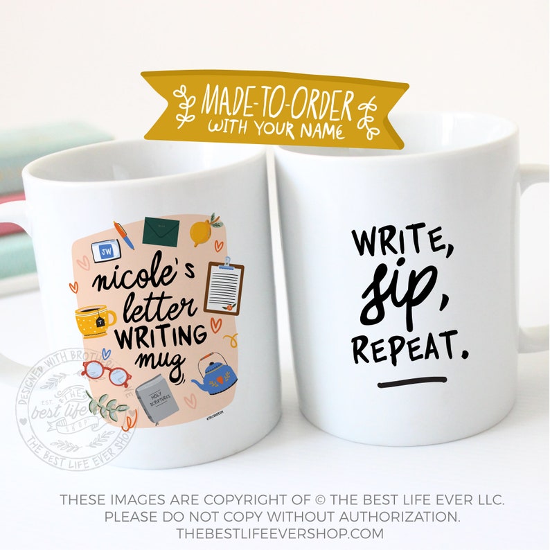 My Letter Writing Mug Write Sip Repeat 11 oz Ceramic Mug | Etsy