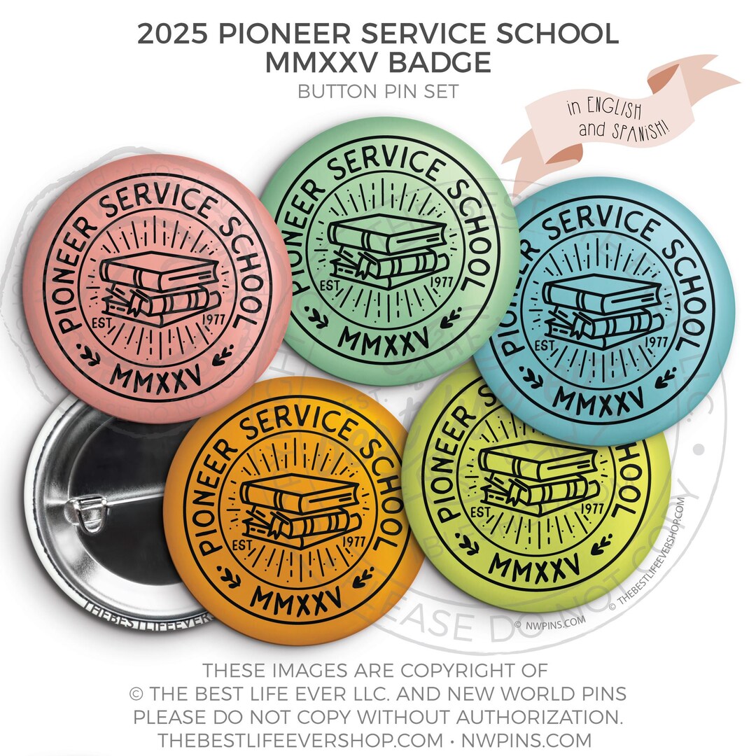 2025 Pioneer School Button Pins Set - MMXXV BADGE Jw Ministry - Jw ...