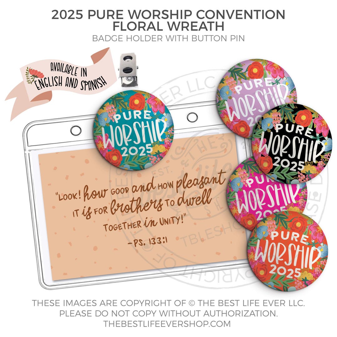 2025 Pure Worship Convention Badge Holder - FLORAL WREATH Regional ...
