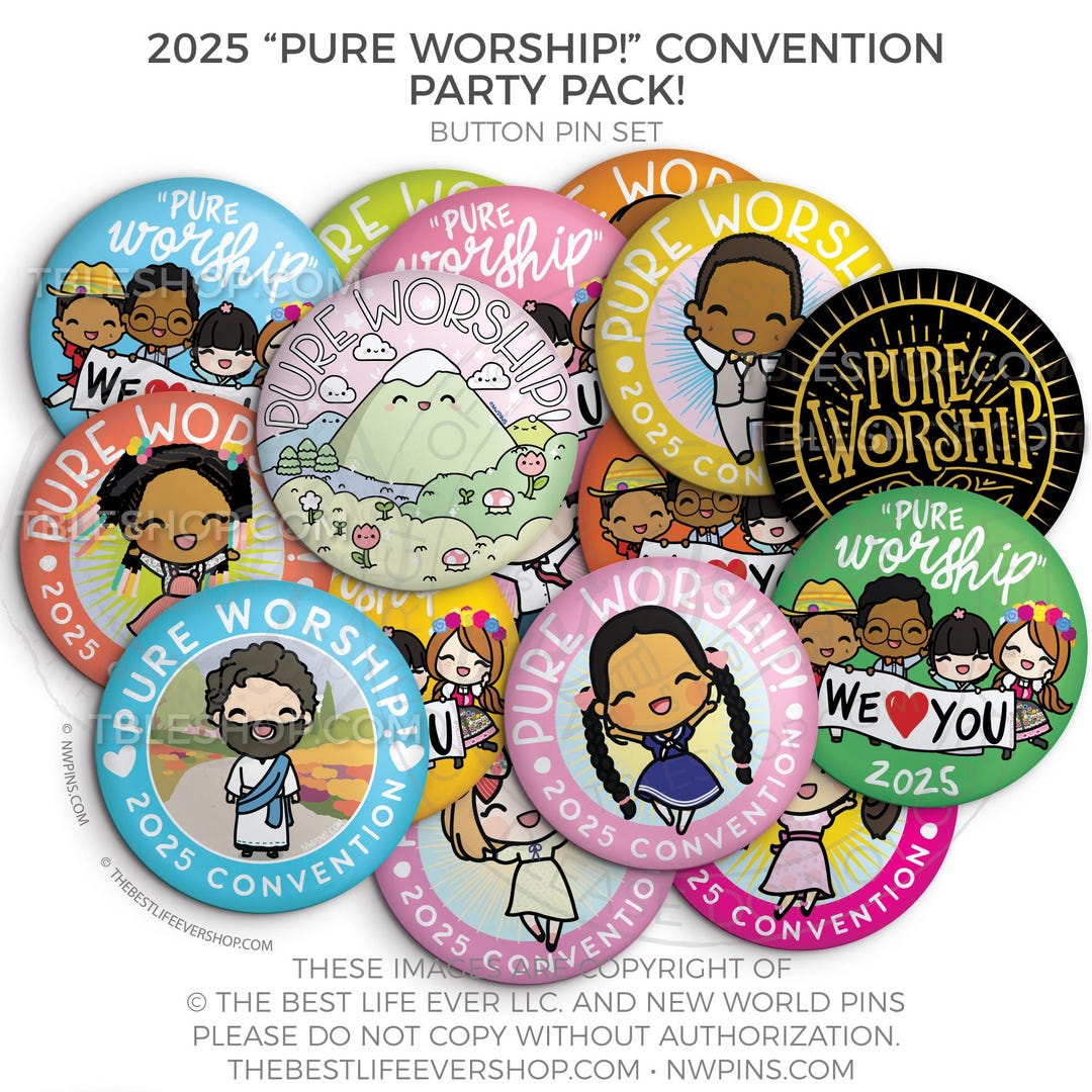 Pure Worship! 2025 Regional Convention Button Pins PARTY PACK! Jw Gifts ...