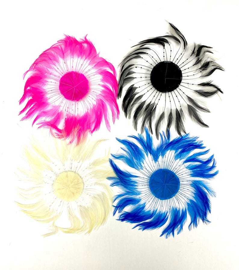 FULL PINWHEEL Hackle Feathers W/beads 10" in Width Various Colors for ...