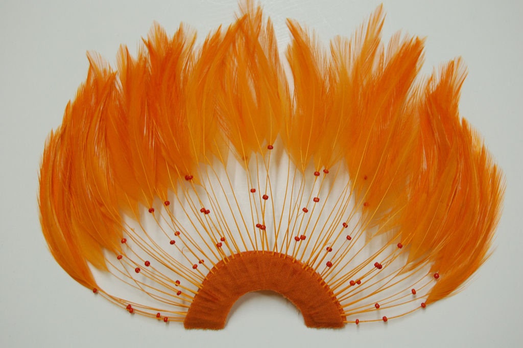 One HALF PINWHEEL Hackle Feathers W/beads ORANGE - Etsy UK