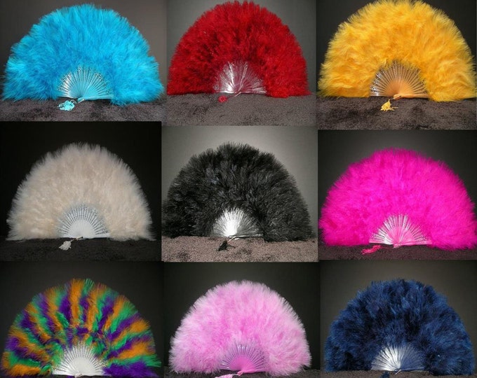 Marabou FEATHER Fan 12" X 20" Many Colors (opens & Closes) for ...