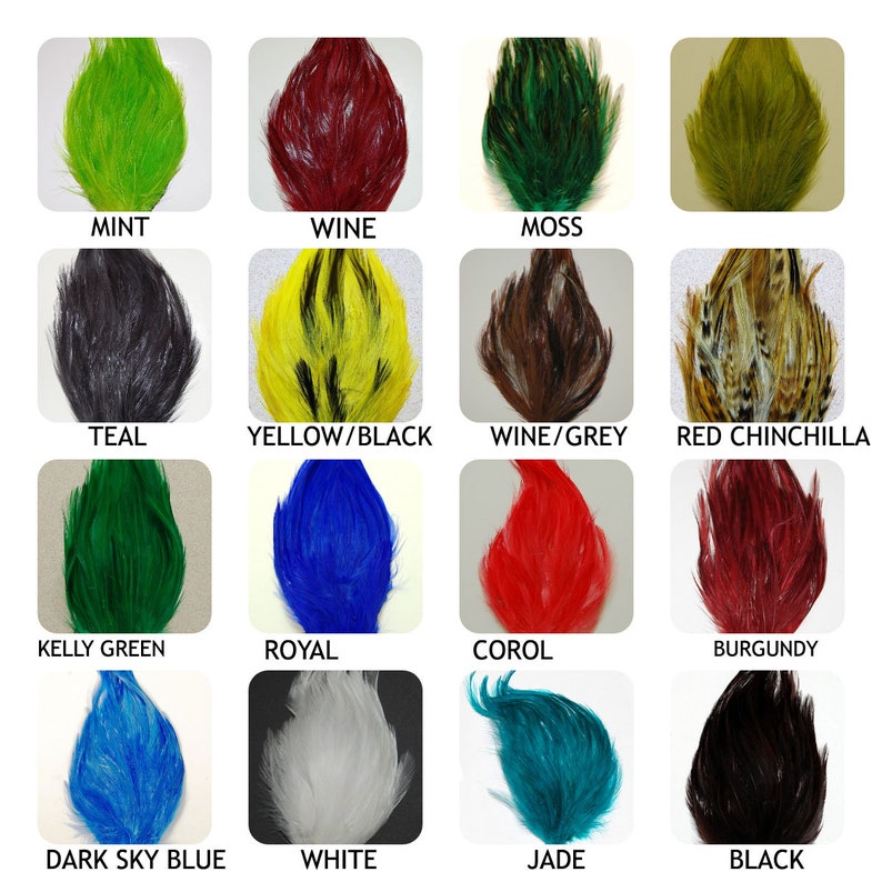 Feather HACKLE PADS in 50 Various COLORS 3-6 in Height - Etsy