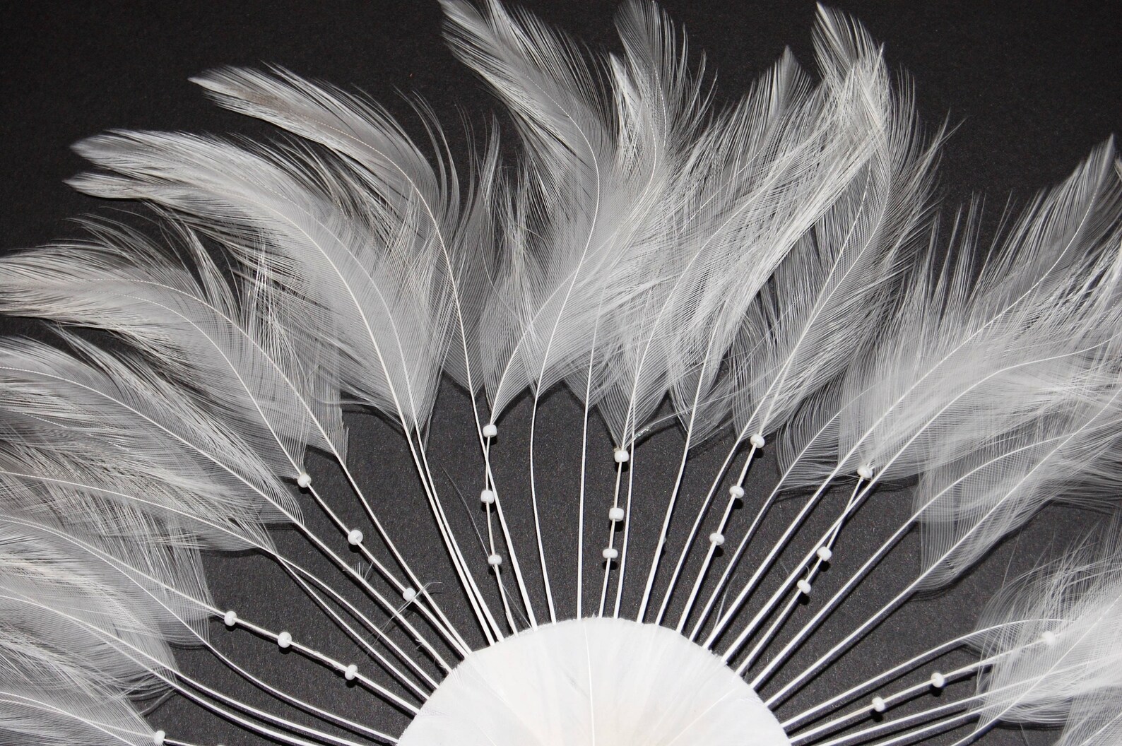 One FULL PINWHEEL Hackle Feathers W/beads - Bright WHITE - Etsy