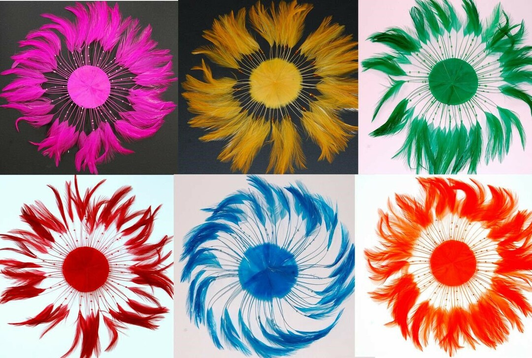 FULL PINWHEEL Hackle Feathers W/beads 10" in Width Various Colors for ...