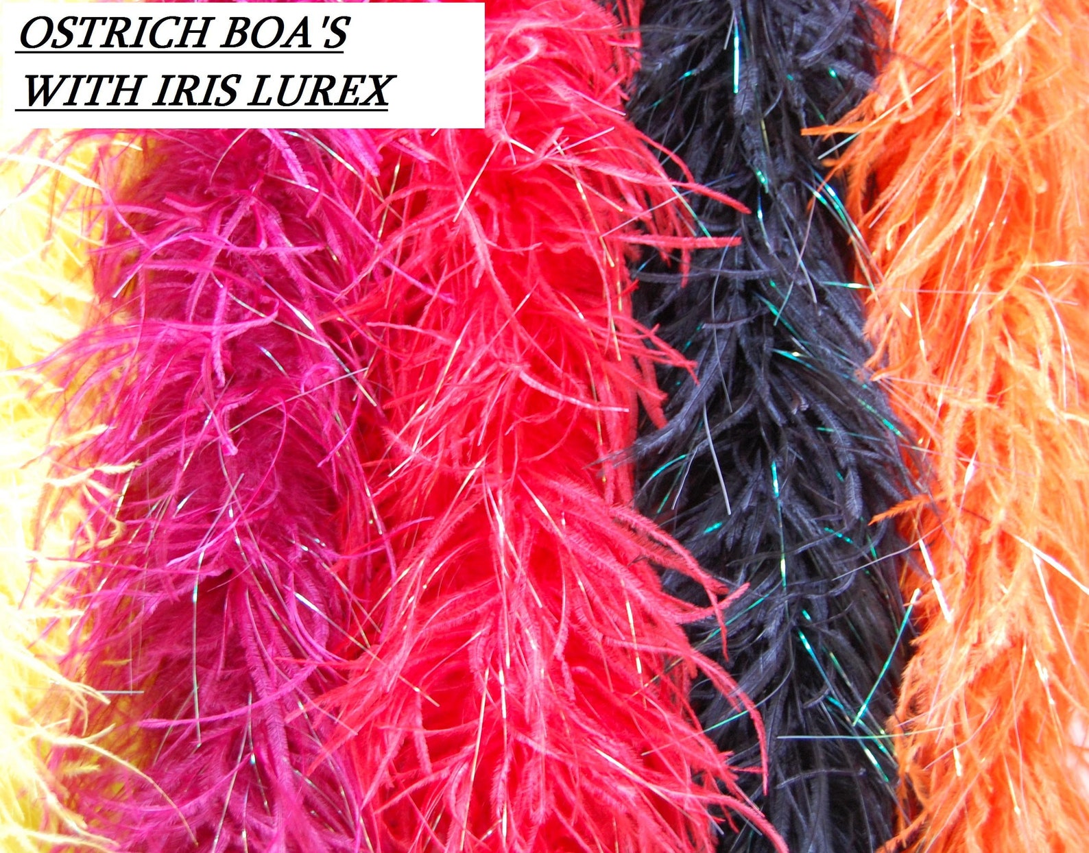 4 PLY Ostrich Feather Boa PURPLE With Iris Tinsel 2 Yards for Costume ...