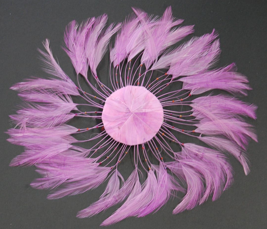 One FULL PINWHEEL Hackle Feathers W/beads - LILAC - Etsy