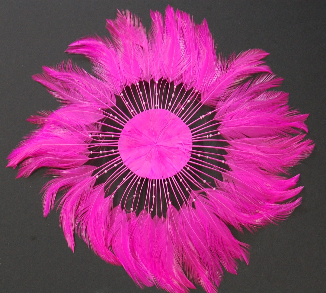 One FULL PINWHEEL Hackle Feathers W/beads Hot PINK - Etsy