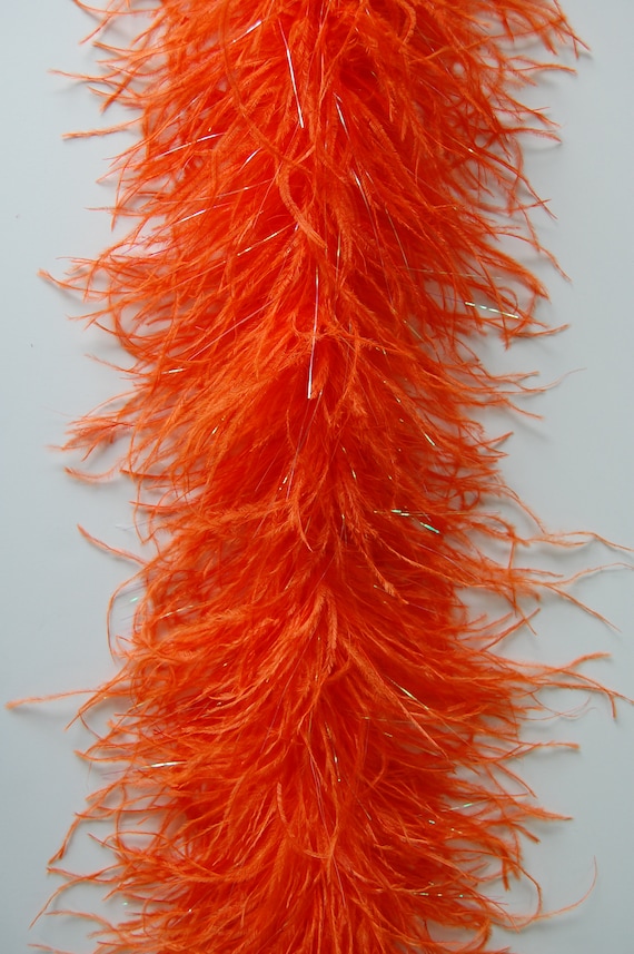 4 PLY Ostrich Feather Boa ORANGE With Iris Tinsel 2 Yards for | Etsy