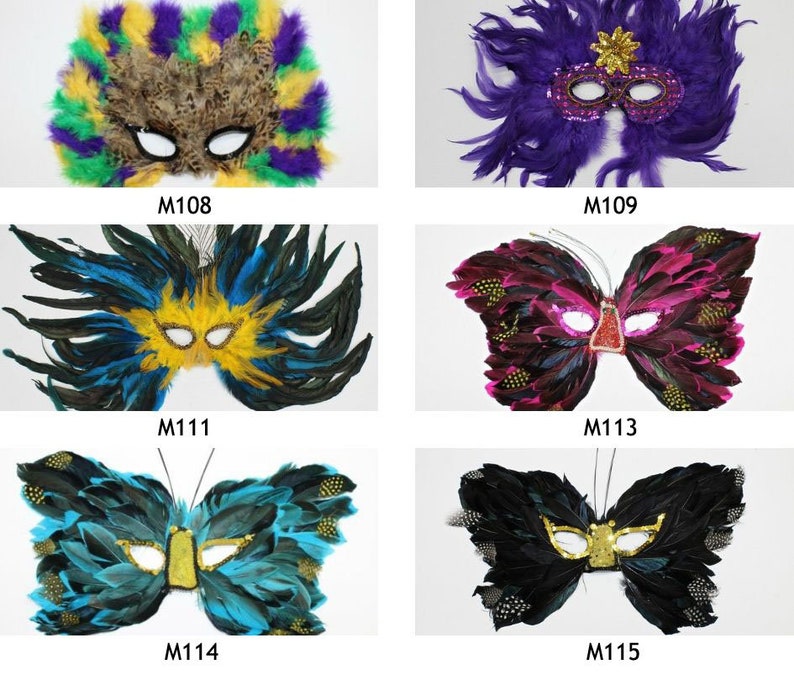 Feather Masquerade MASKS for Mardi Gras, Halloween Costumes, Carnival ...