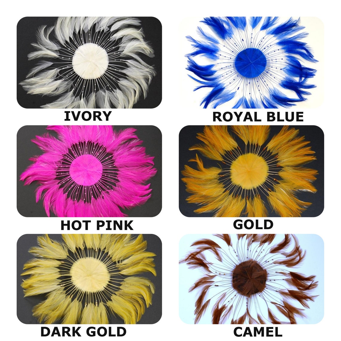 FULL PINWHEEL Hackle Feathers W/beads 10" in Width Various Colors for ...