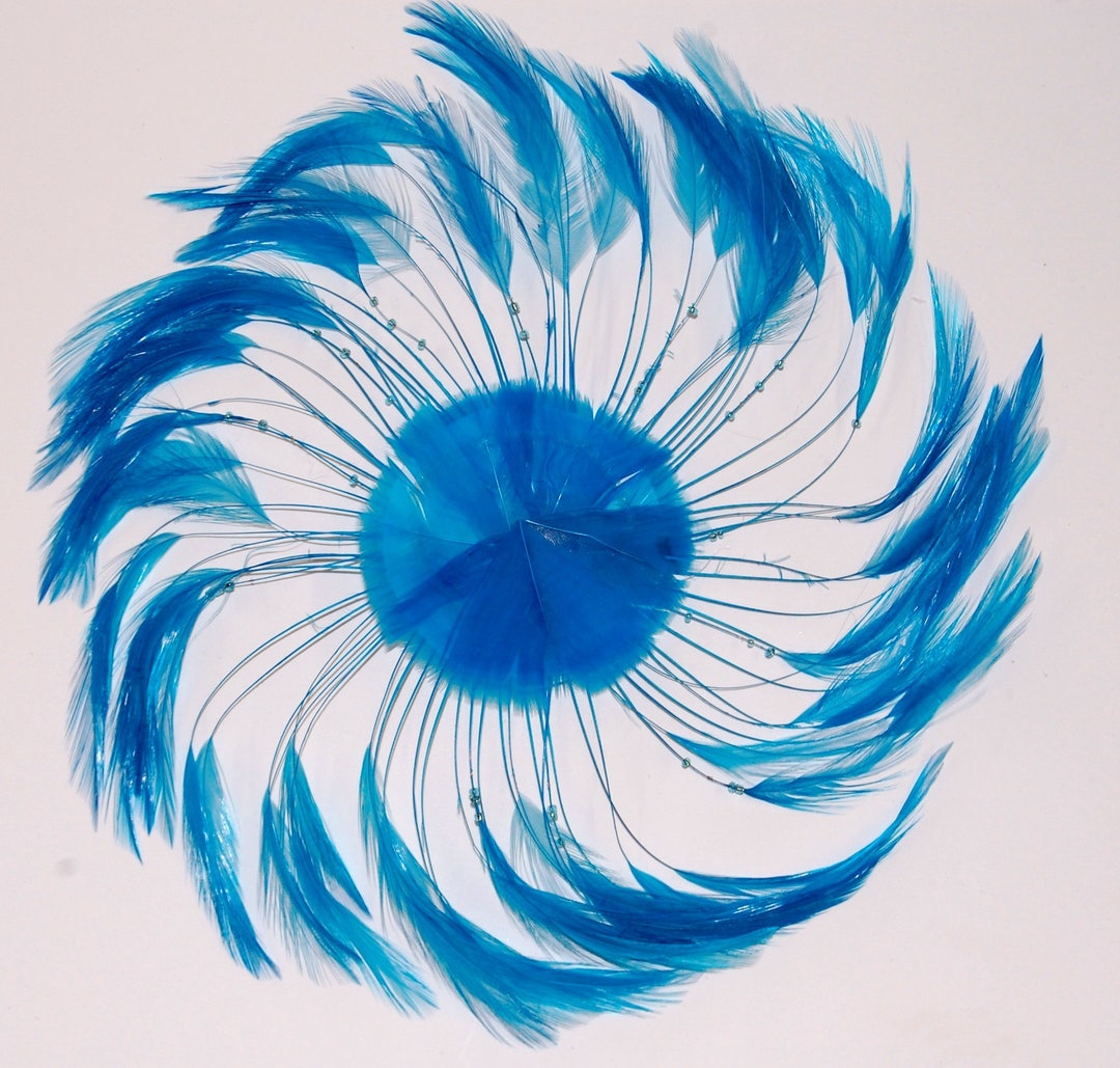 One FULL PINWHEEL Hackle Feathers W/beads - TURQUOISE - Etsy