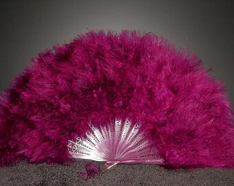 Marabou FEATHER Fan 12 X 20 LIGHT PINK opens & - Etsy