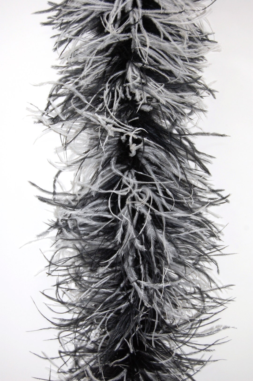 BLACK/WHITE 4 PLY Ostrich Feather Boa 2 Yards for Costume Halloween ...