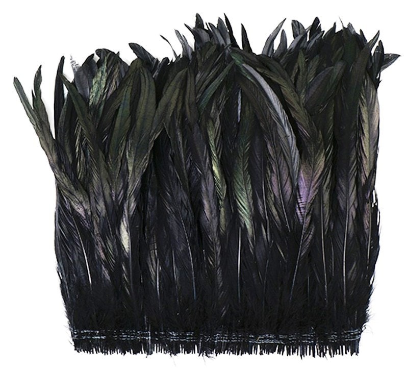 BLACK COQUE Rooster Tail Feathers: 6-9" Length - per 1 Foot Strung - Etsy