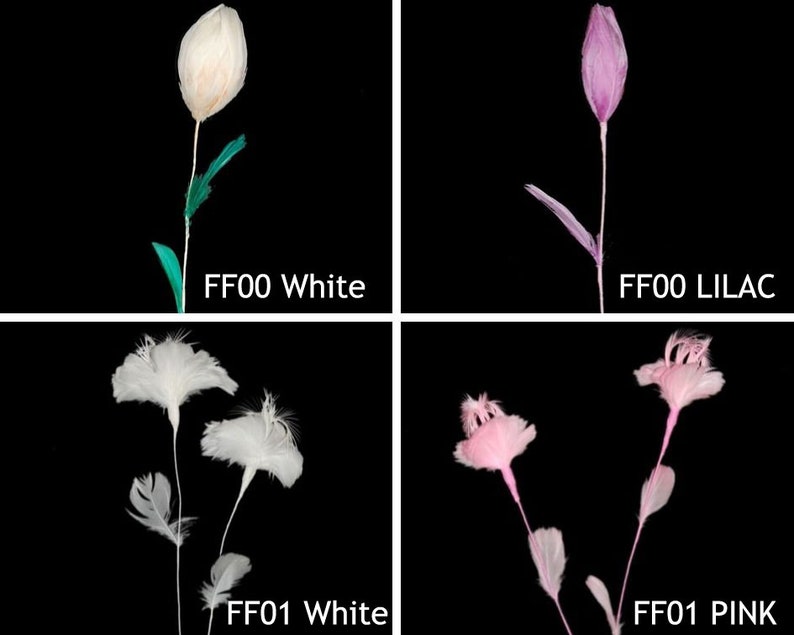 Feather Flowers : Various Styles and Colors to Choose 10-14" Tall ...