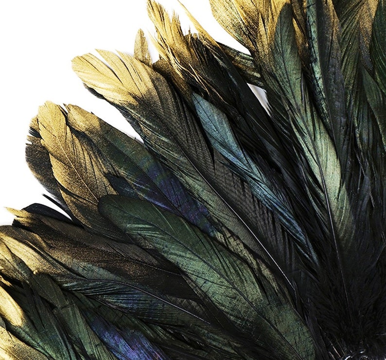 BLACK COQUE Rooster Tail Feathers: 6-9" Length - per 1 Foot Strung - Etsy