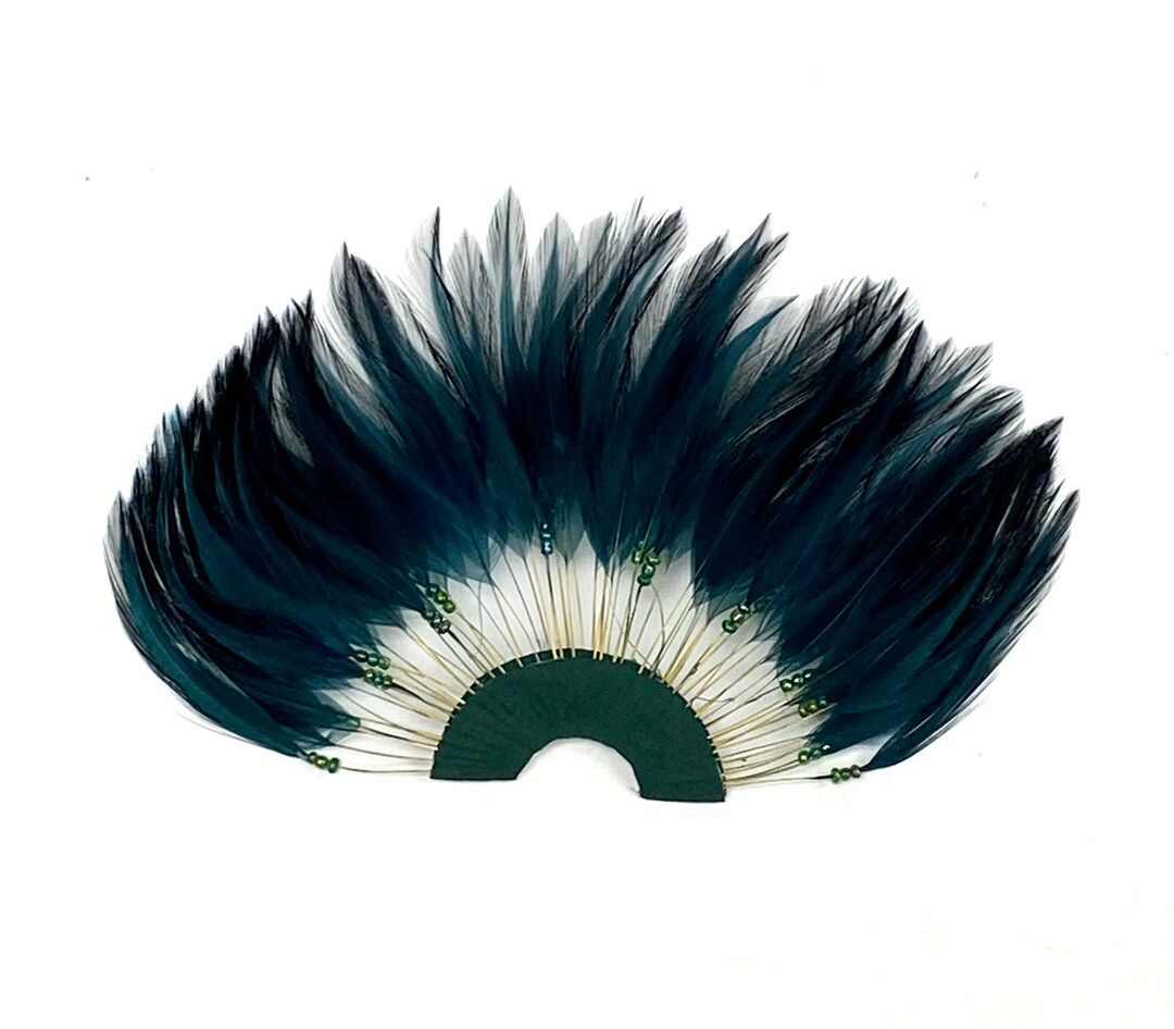 One Hunter Green HALF PINWHEEL Hackle Feathers W/beads for - Etsy