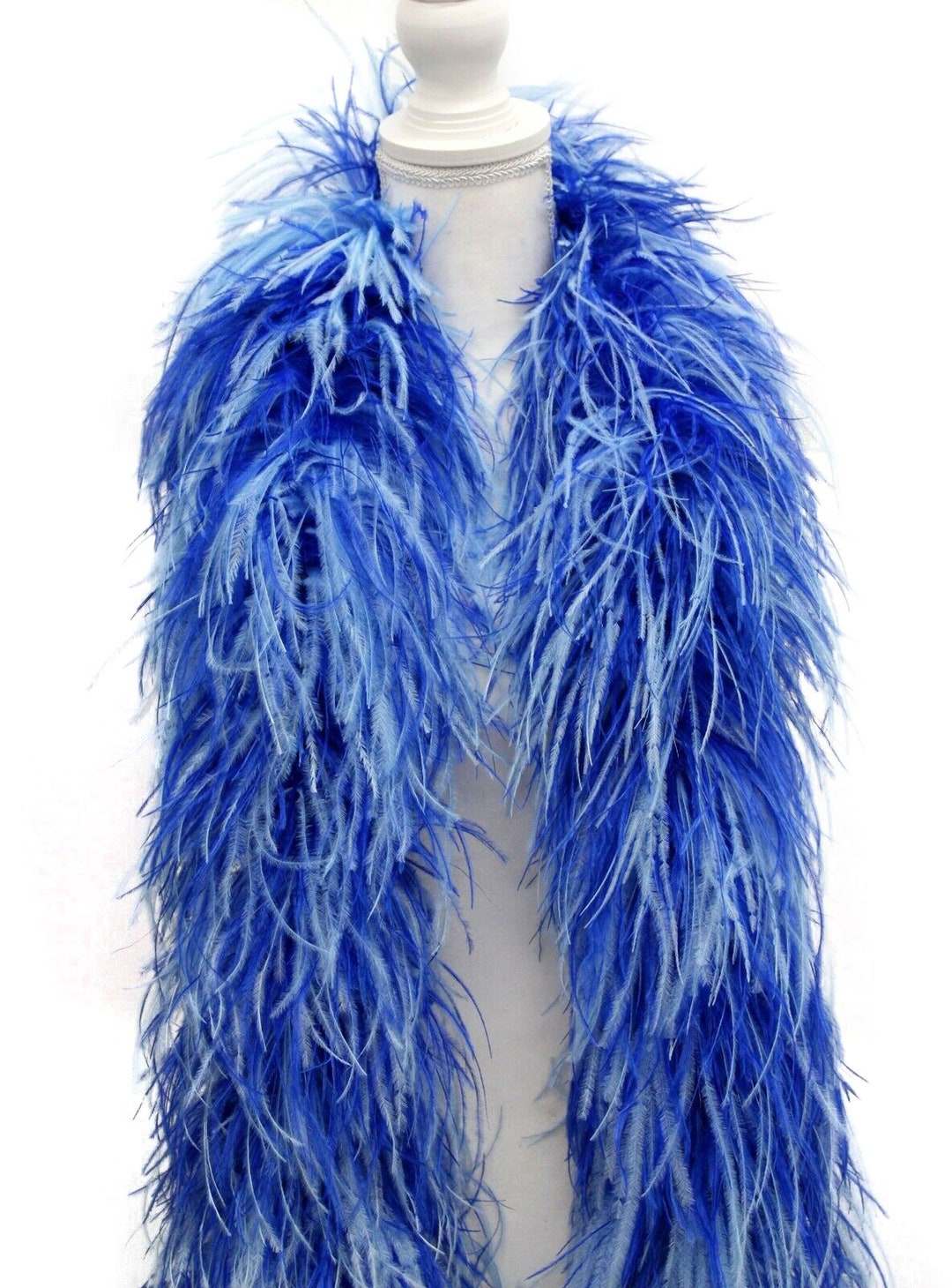 ROYAL Blue/sky Blue 4 PLY Ostrich Feather Boa 2 Yards for Costume ...