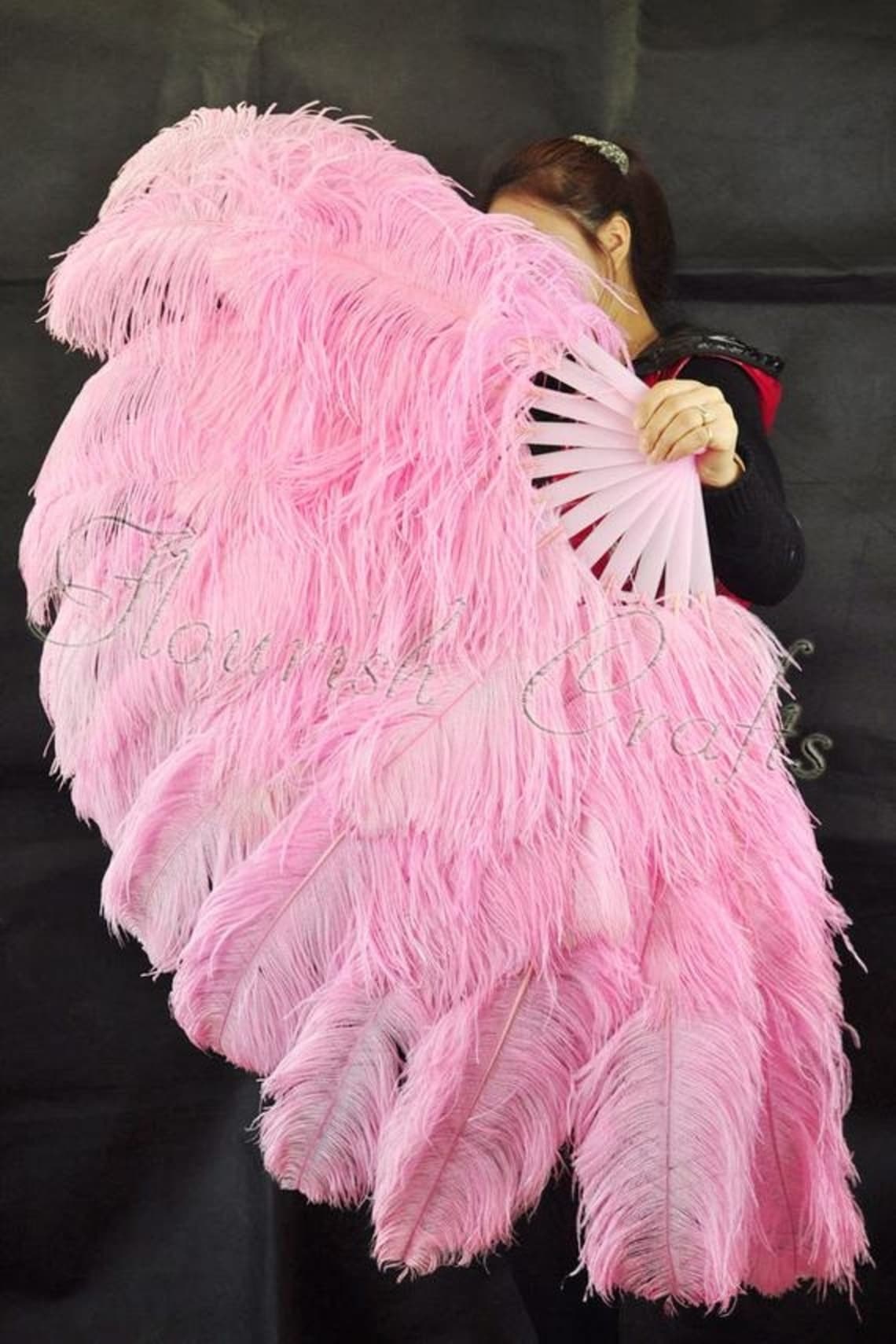 Large OSTRICH Feather Fan LIGHT PINK 50 X 30 for - Etsy