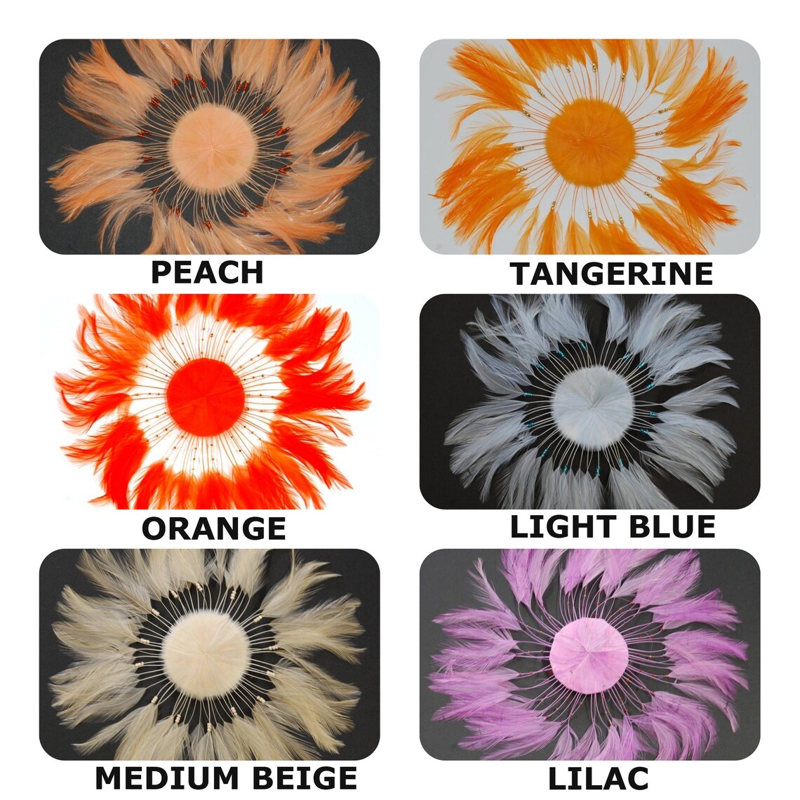 FULL PINWHEEL Hackle Feathers W/beads 10" in Width Various Colors for ...