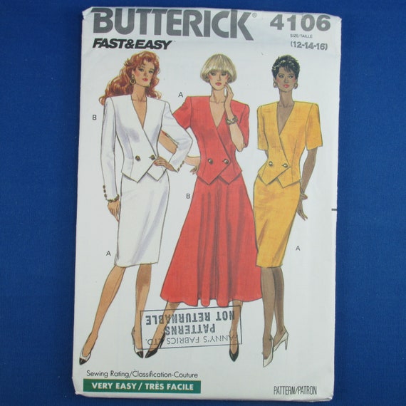 Craft Supplies & Tools Butterick 4106 Vintage Sewing Pattern Misses ...