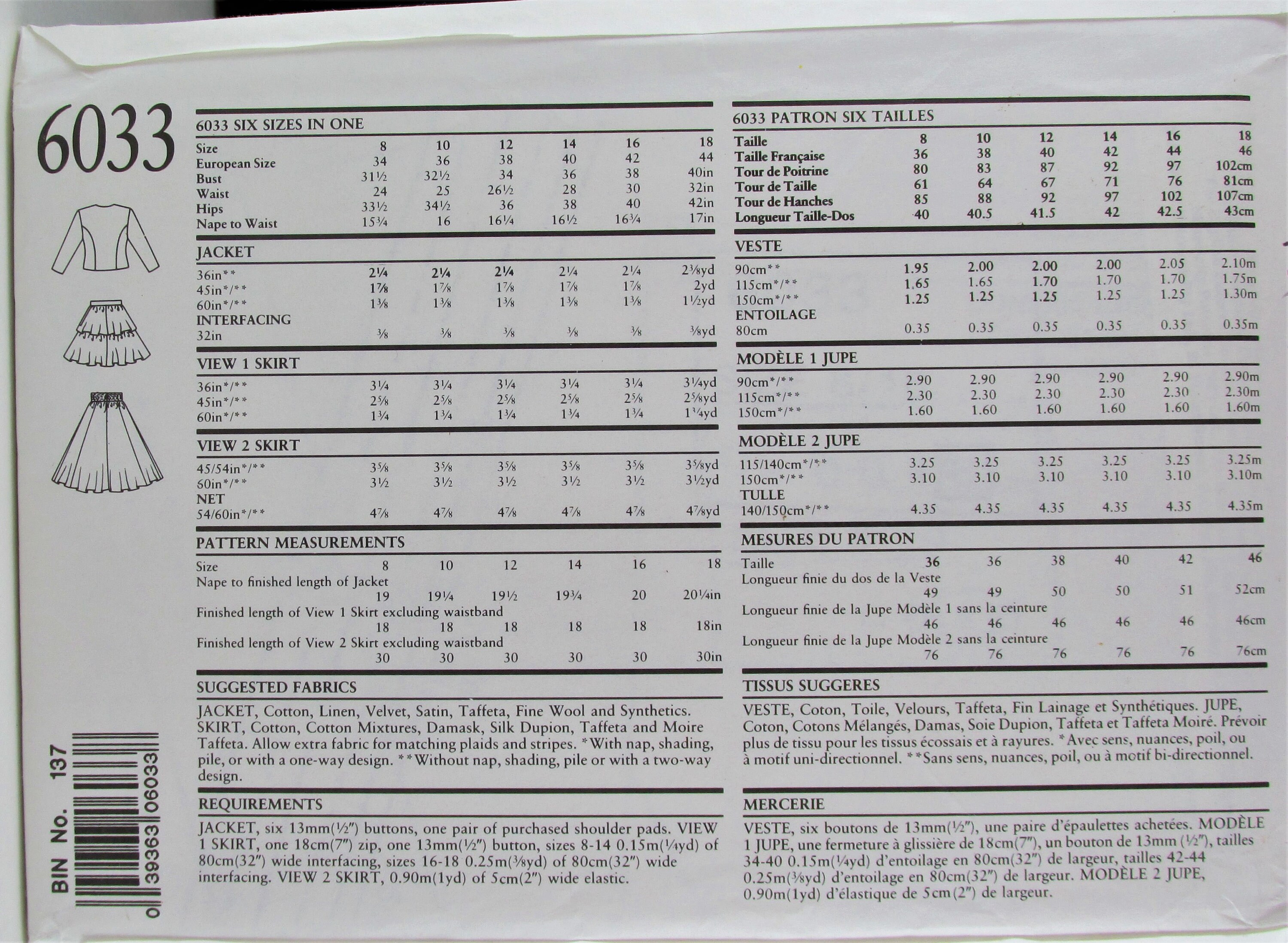 Knitting Kits & How To Sewing & Fiber New Look 6033 Misses' Skirt ...